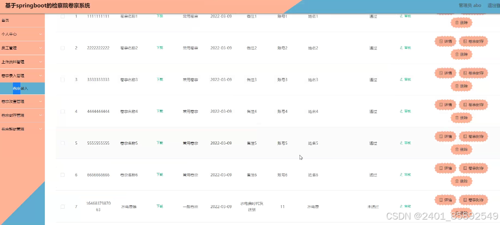 基于nodejsvue基于springboot的检察院卷宗系统 开题源码程序论文 计算机毕业设计电子卷宗管理系统 Csdn博客