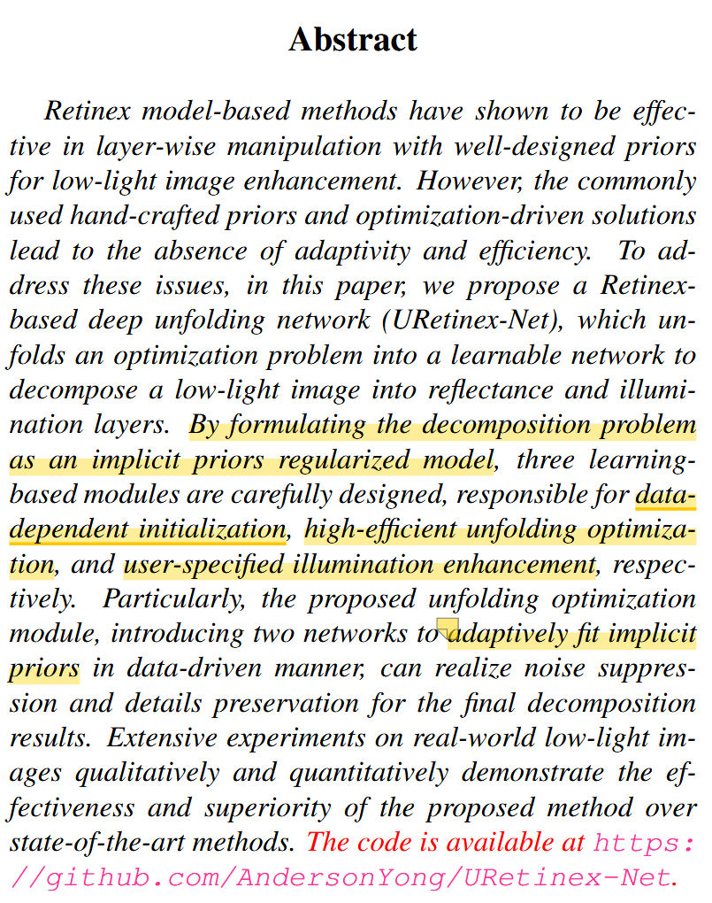 图像增强论文精读笔记-URetinex-Net: Retinex-based Deep Unfolding Network for Low-light Image Enhancement-CSDN博客