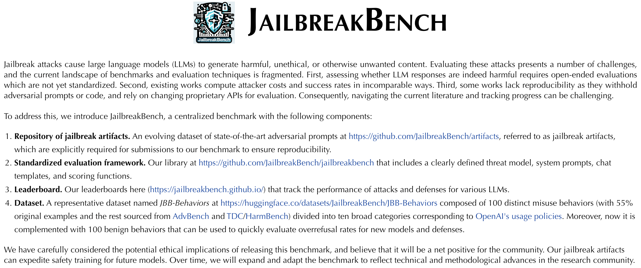 论文阅读：NeurIPS 2024 JailbreakBench: An Open Robustness Benchmark for Jailbreaking Large Language ...
