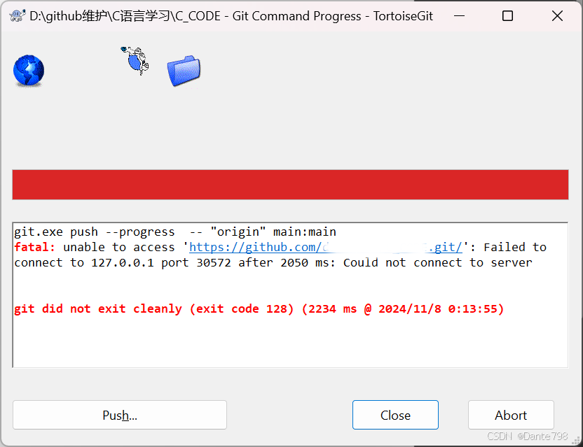 GitHub push失败解决办法-unable to access-OpenSSL SSL_read: Connection was reset_github推送unable to ...