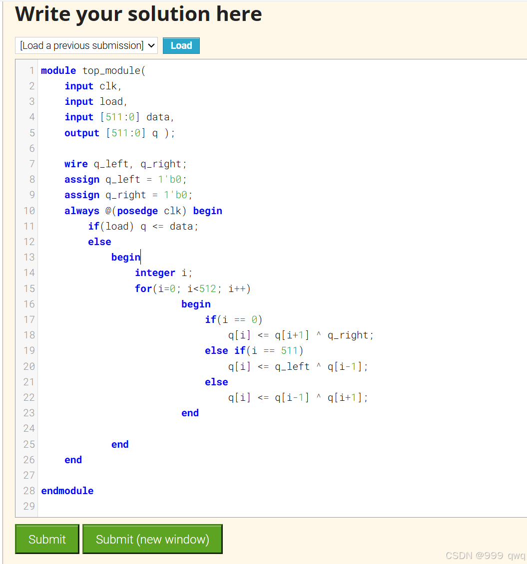 HDLBits练习24 - Rule 90-CSDN博客