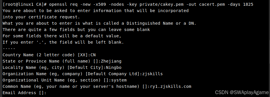 配置 linux1 为 CA 服务器,为 linux 主机颁发证书，证书颁发机构。_linux ca配置-CSDN博客