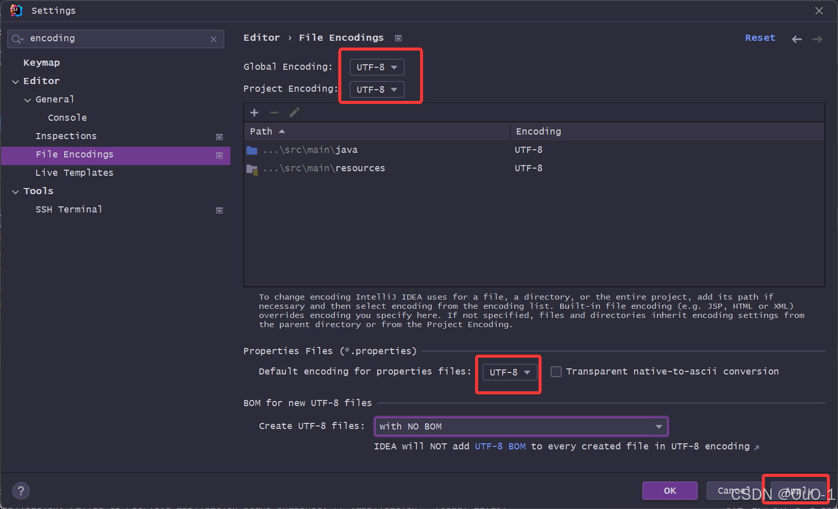 【springboot】深入解析配置文件：idea 修改编码集和 Yml 基础语法和配置不同数据类型和 Null 的方法和使用 Configurationpropertis 获取对象、集合
