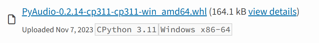 快速高效解决python导入pyaudio库报错问题：Could not import the PyAudio C module ...