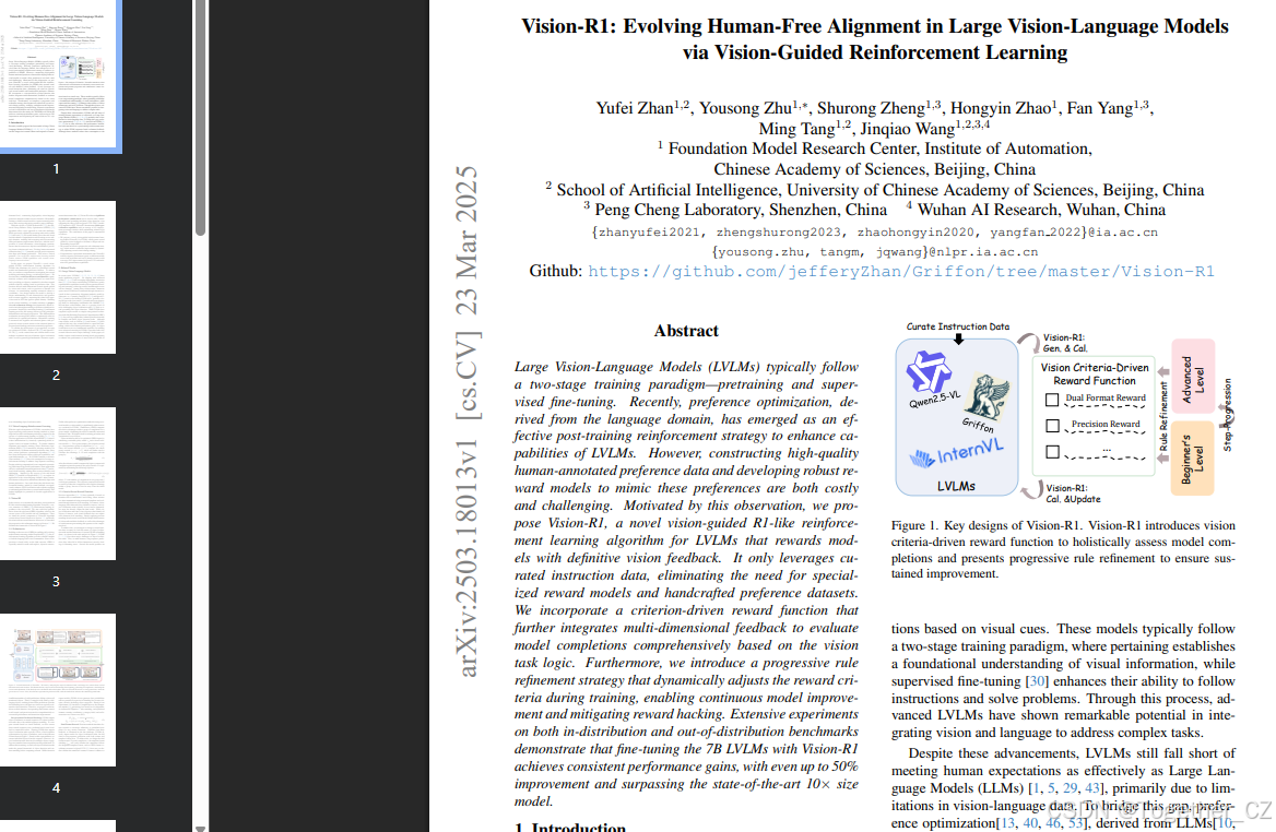 Vision-R1: Evolving Human-Free Alignment in Large Vision-Language Models via Vision-Guided ...