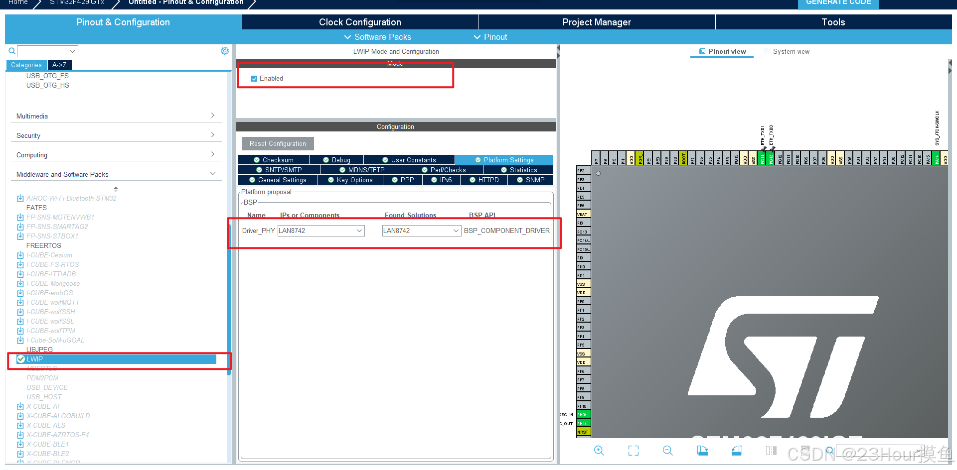 关于STM32F429+STM32CubeMx 6.12 + LWIP实现TCP/UDP通讯_stm32cubemx lwip-CSDN博客