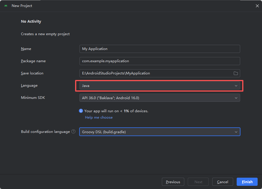 新版本Android Studio中Empty Activity无法创建Java项目_android studio 无法创建java-CSDN博客