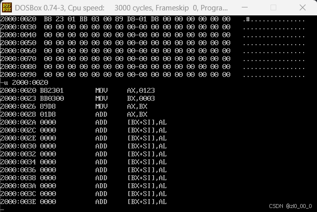 使用dosbox的debug功能和调试汇编语言源文件asm_dosbox debug-CSDN博客