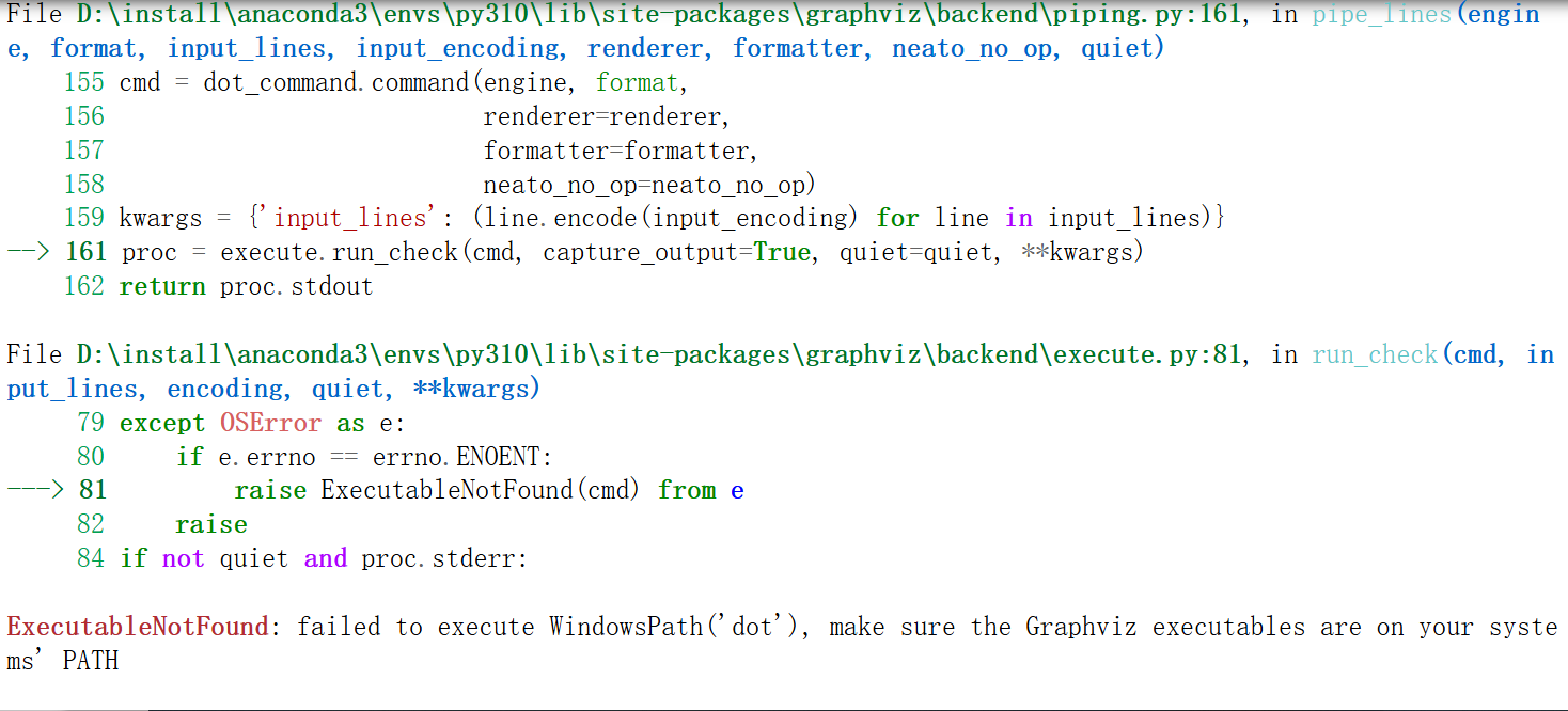 Windows环境下ExecutableNotFound: failed to execute WindowsPath(‘dot‘), make sure the Graphviz解决方案 ...
