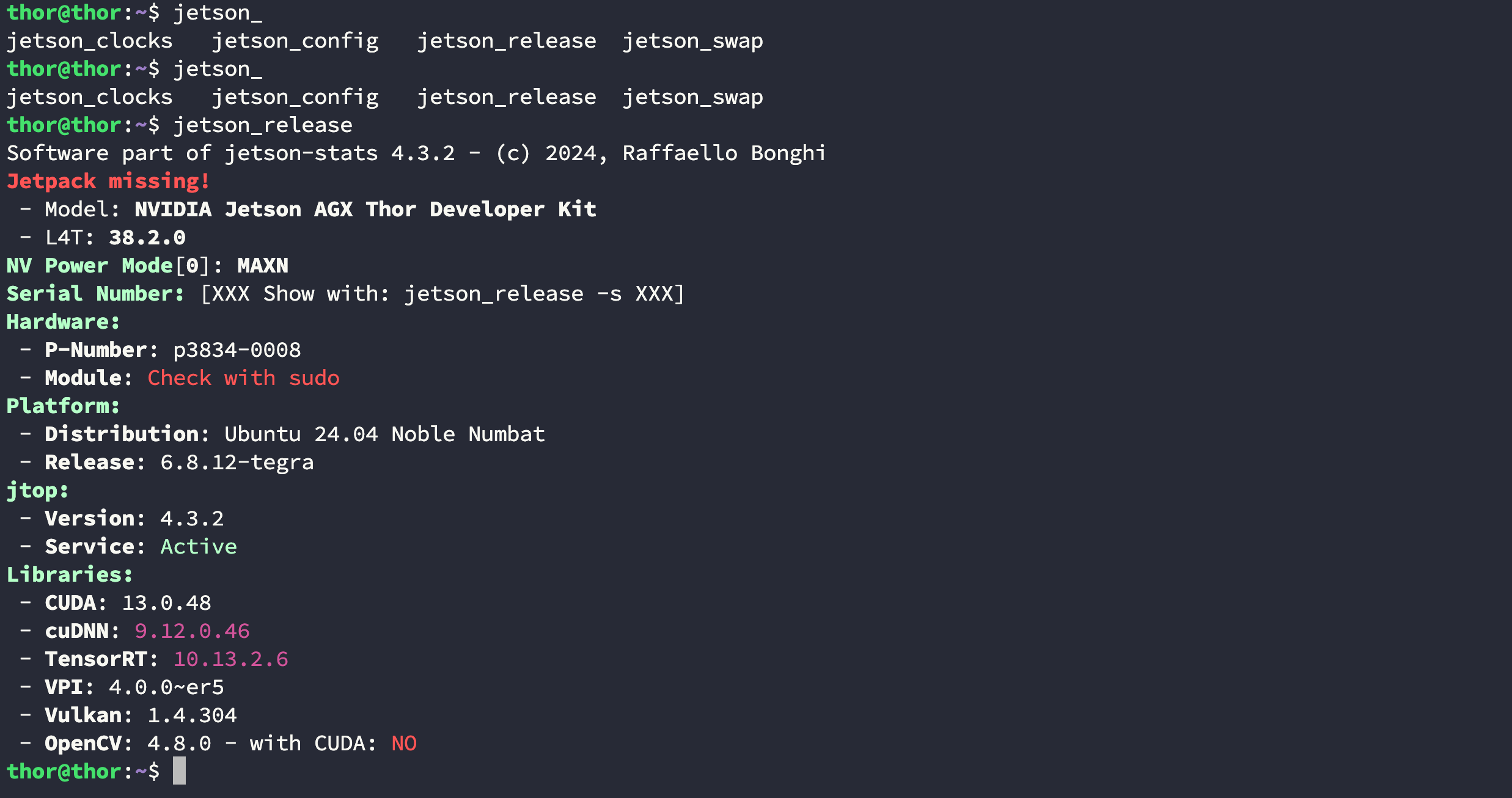 全网首发! Nvidia Jetson Thor 128GB DK 刷机与测评（一）刷机与 OpenCV-CUDA、pytorch CUDA13.0+ 使用_thor 安装pytorch-CSDN博客