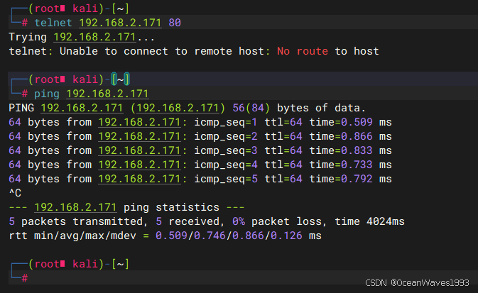 telnet 报错 Trying 192.168.2.171... telnet: Unable to connect to remote host: No route to host ...