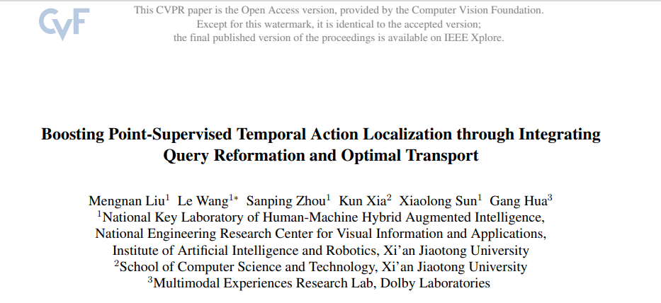 Boosting Point-Supervised Temporal Action Localization through Integrating Query_boosting point ...