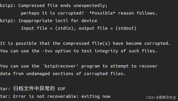 虚拟机ubuntu解压失败，不会占用空间_bzip2: compressed file ends unexpectedly; perhaps -CSDN博客