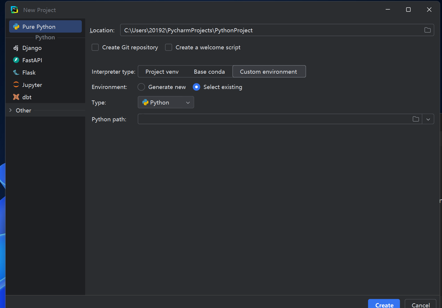 PyCharm新建项目Python解释器无法加载_pycharm 正在创建解释器然后没了-CSDN博客