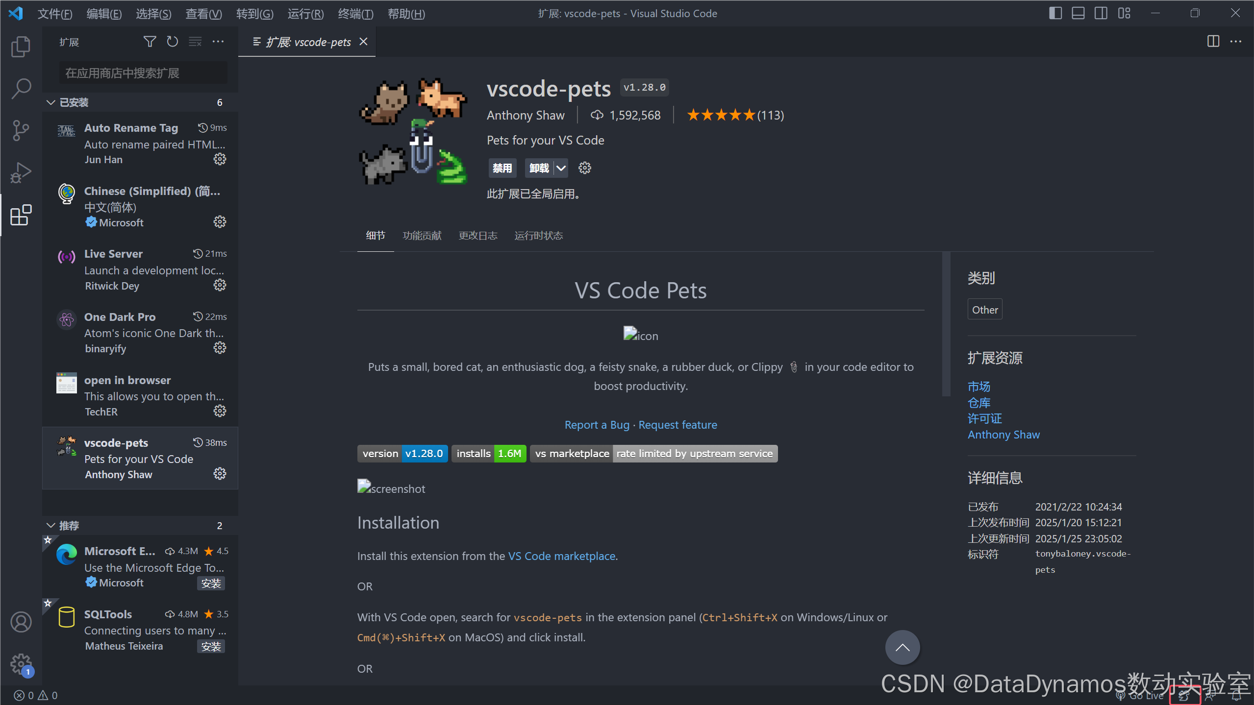 学会这个插件，可以在vscode里养宠物_vscode pets-CSDN博客