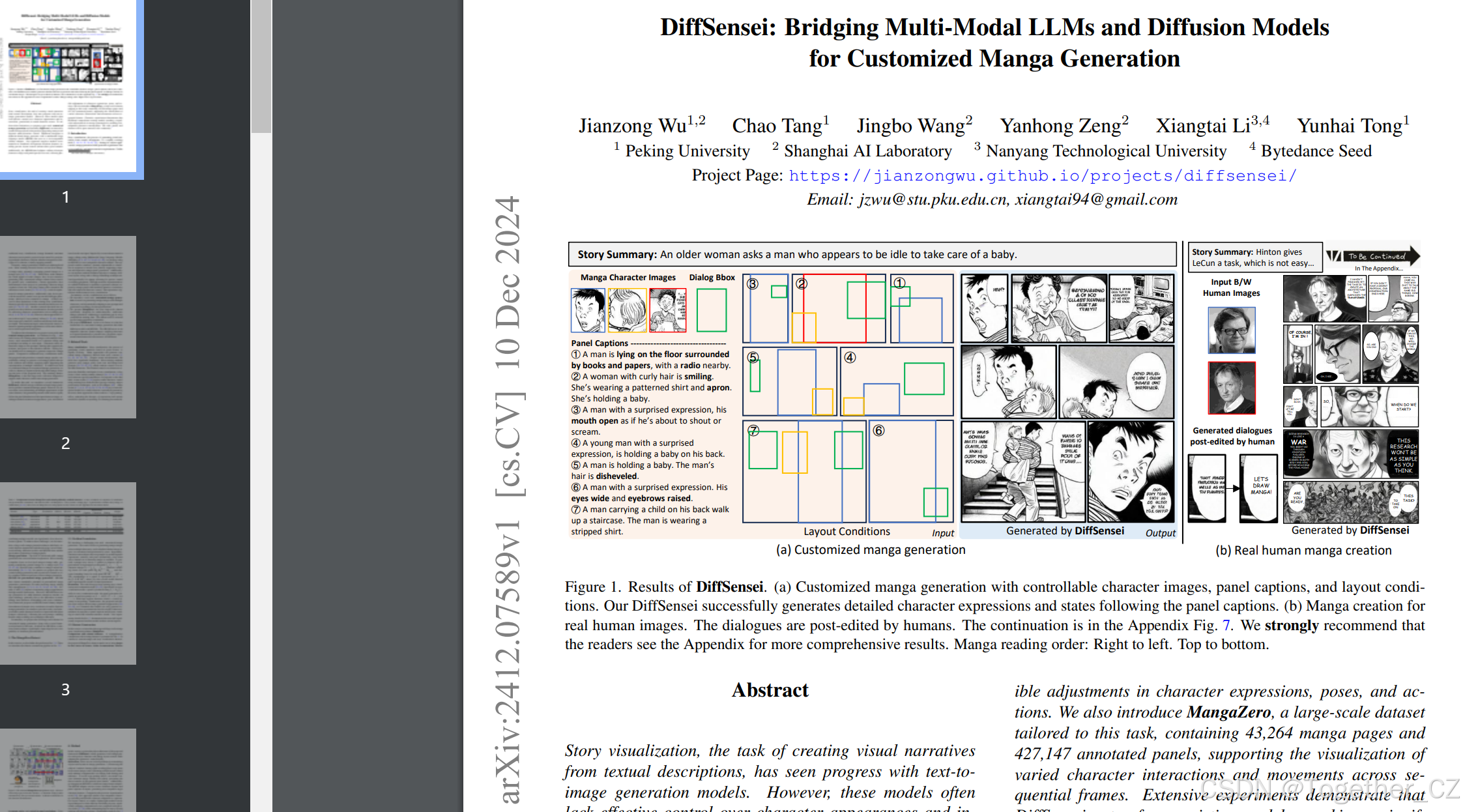 DiffSensei: Bridging Multi-Modal LLMs and Diffusion Modelsfor Customized Manga Generation定制化漫画生成 ...