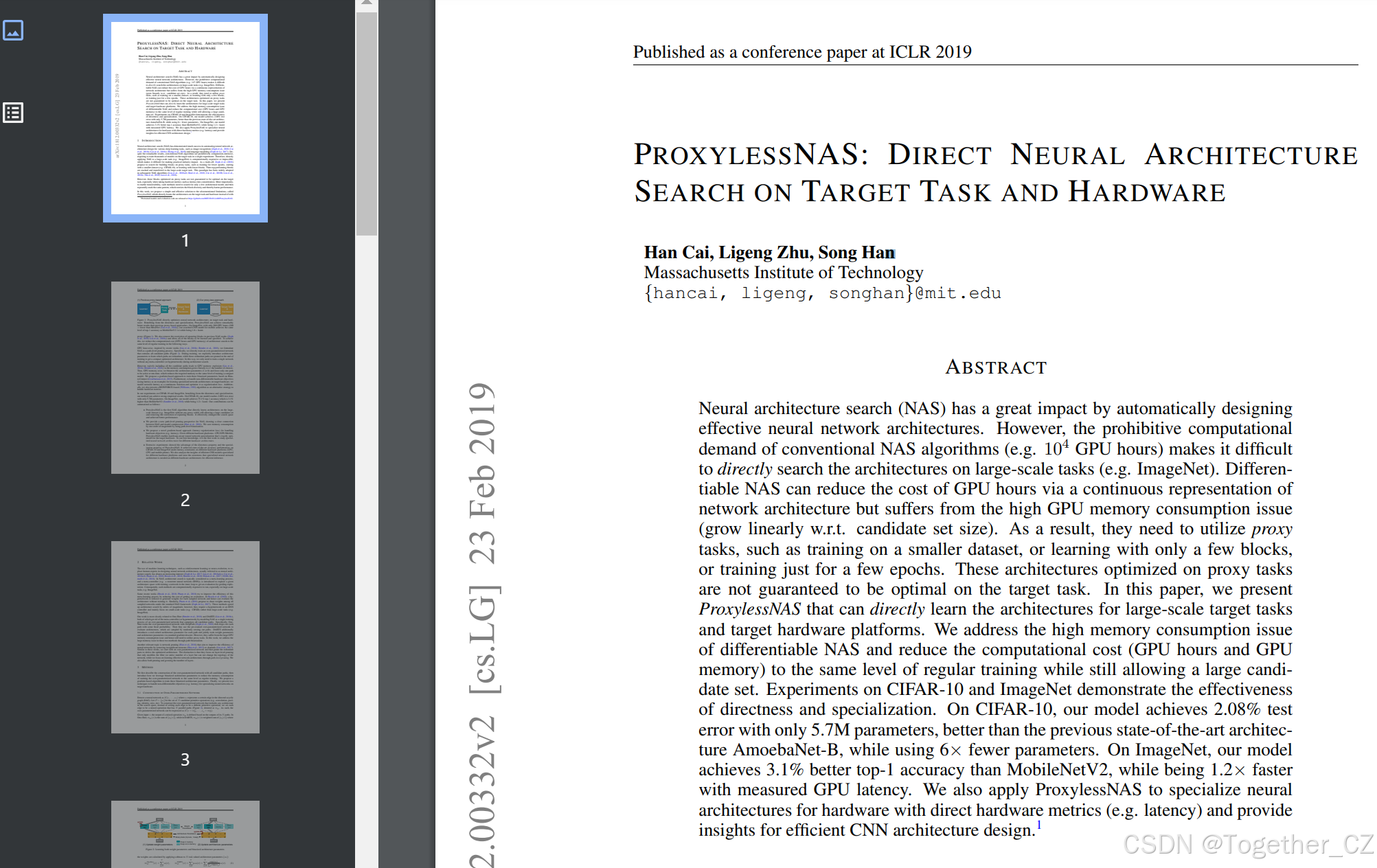 ProxylessNAS: Direct Neural Architecture Search On Target Task And Hardware——直接在目标任务和硬件上进行神经架构搜索 ...