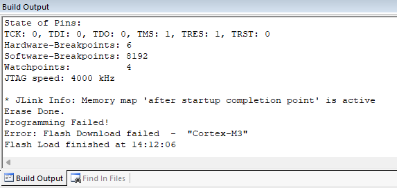 keil 烧写程序时报错：“ * JLink Info: Memory map ‘after startup completion point ...