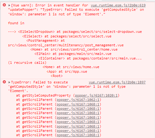 [qiankun]乾坤微前端报错：Error in event handler for “updatePopper“: “TypeError: Failed to execute ...