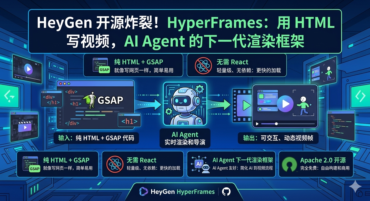 HeyGen 开源炸裂！HyperFrames：用 HTML 写视频，AI Agent 的下一代渲染框架-CSDN博客