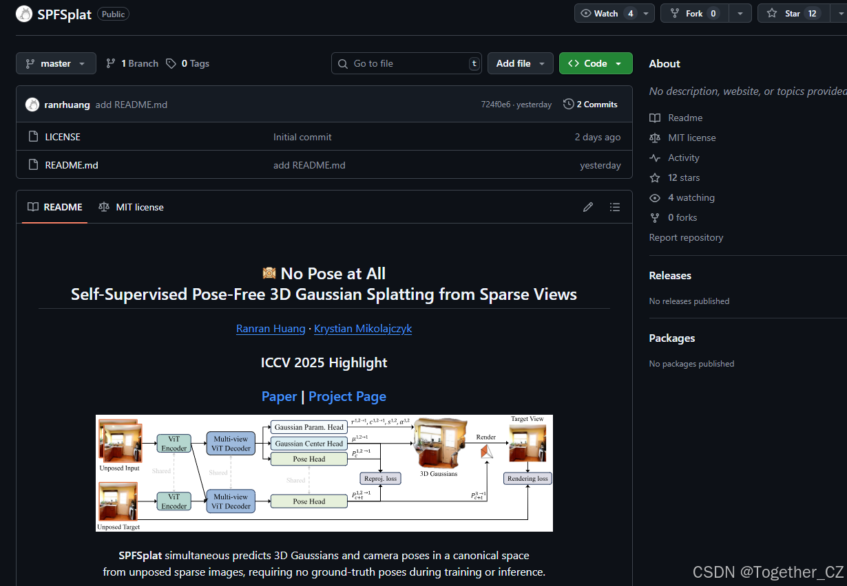 SPFSplat：No Pose at All: Self-Supervised Pose-Free 3D Gaussian Splatting from Sparse Views-CSDN博客