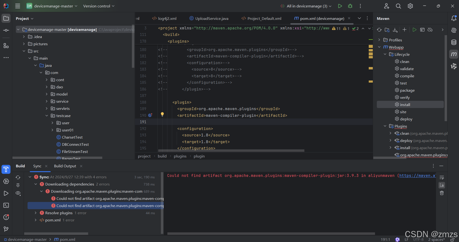 解决Could not find artifact org.apache.maven.plugins:maven-compiler-plugin:pom:3.9.3 in ...