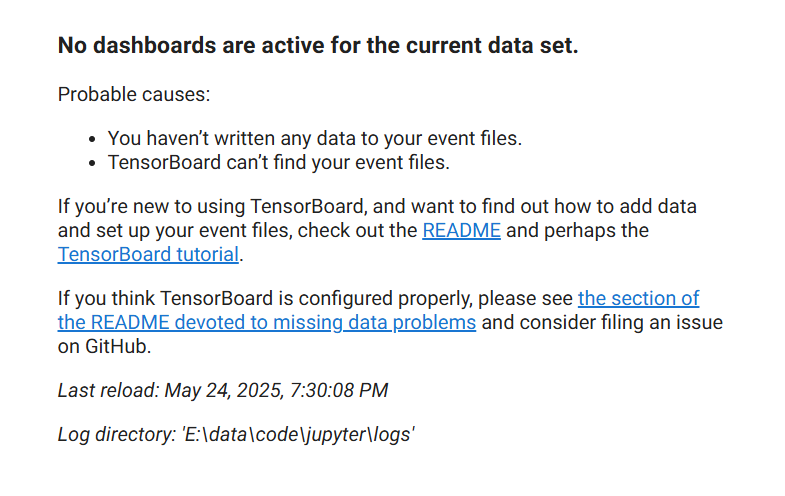 解决Tensorboard出现No dashboards are active for the current data set问题_no dashboards are active for ...