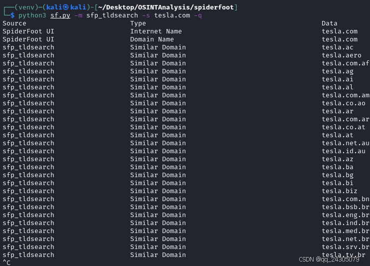 SpiderFoot：一款强大的开源OSINT神器！全参数详解教程！Kali Linux 教程！-CSDN博客