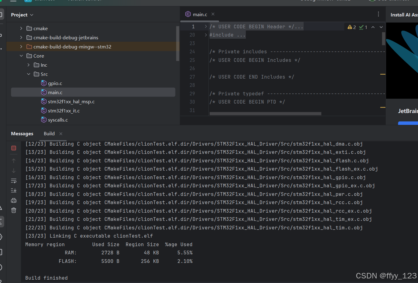 clion X_FLASH.ld:88: non constant or forward reference address ...