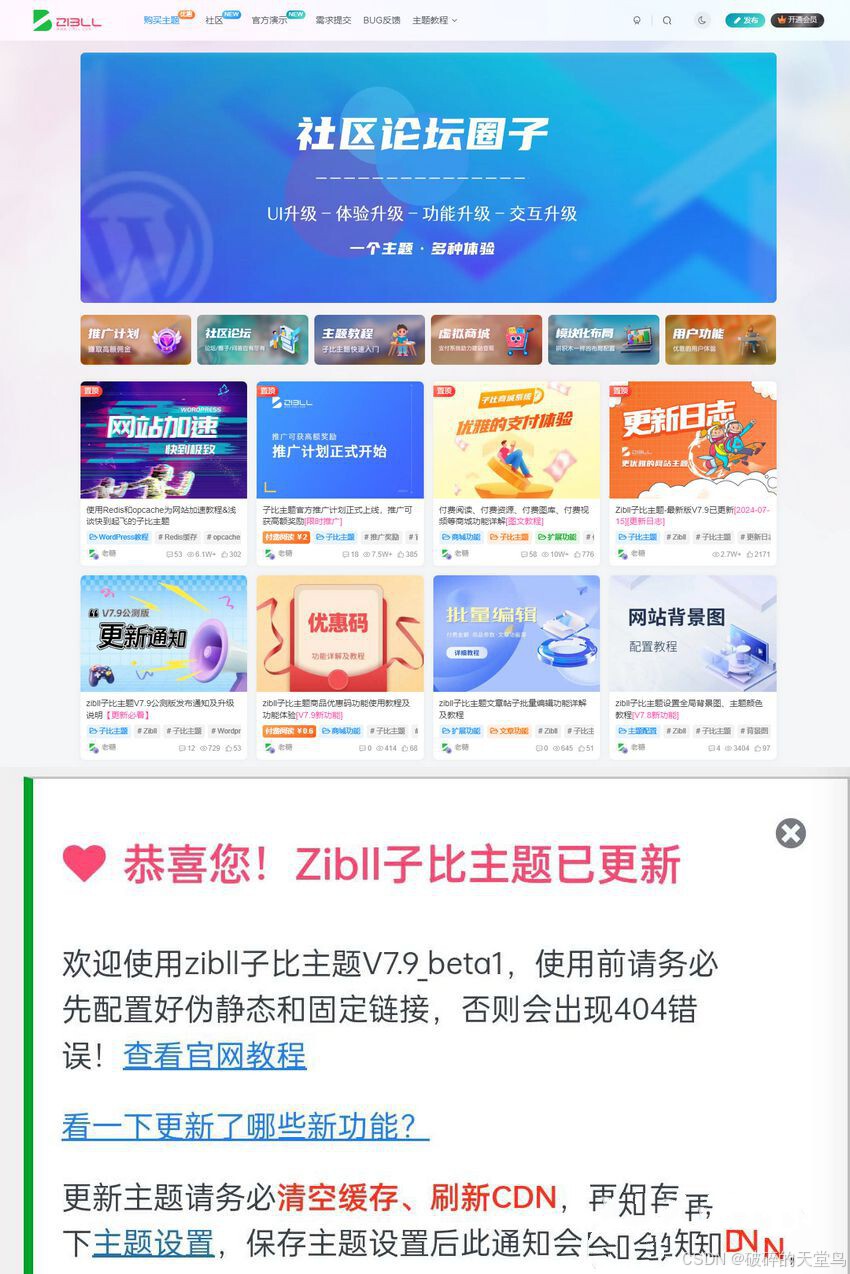 最新Zibll子比主题V7.9开心版，已解除学习版+开心教程_zibll主题下载-CSDN博客