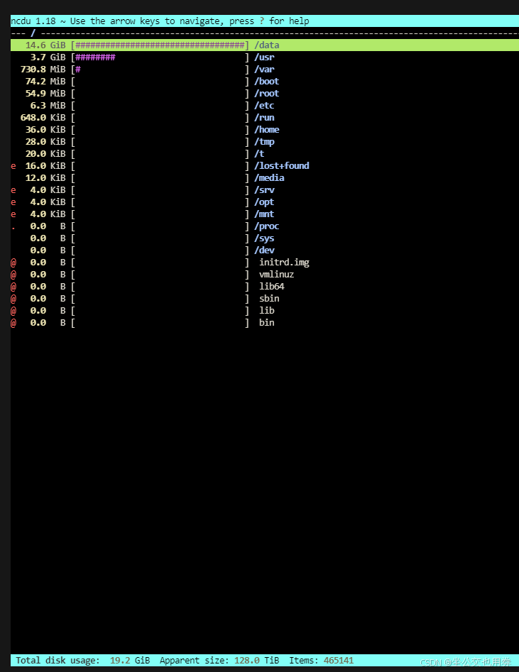 使用ncdu查看Linux磁盘空间分布-CSDN博客