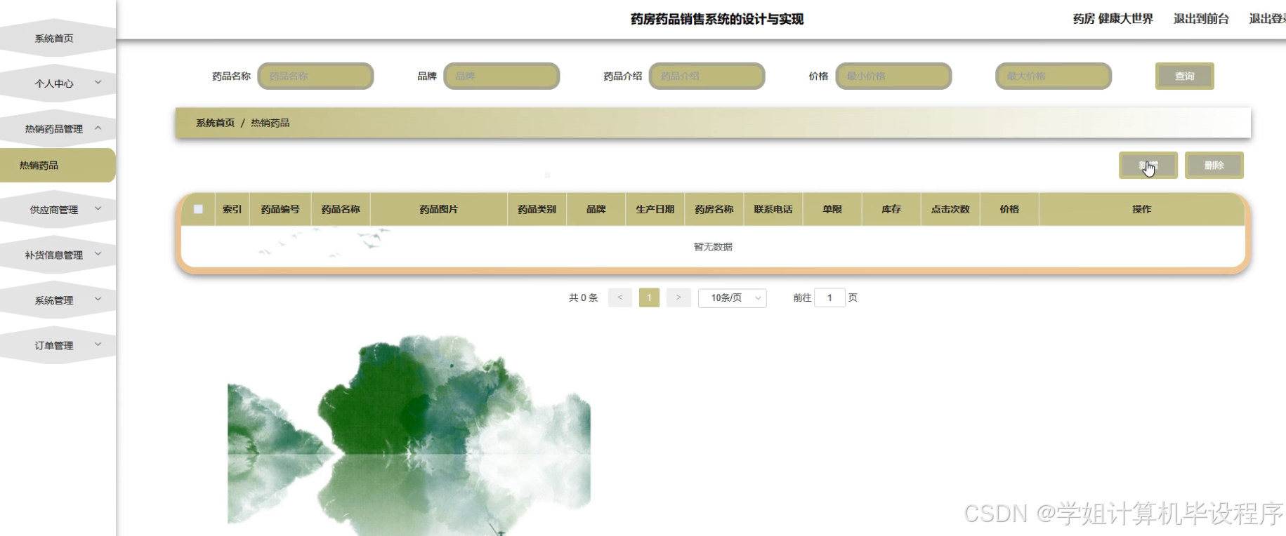 【开题报告】基于springbootvue药房药品销售系统的设计与实现（程序源码论文 计算机毕业设计 Csdn博客