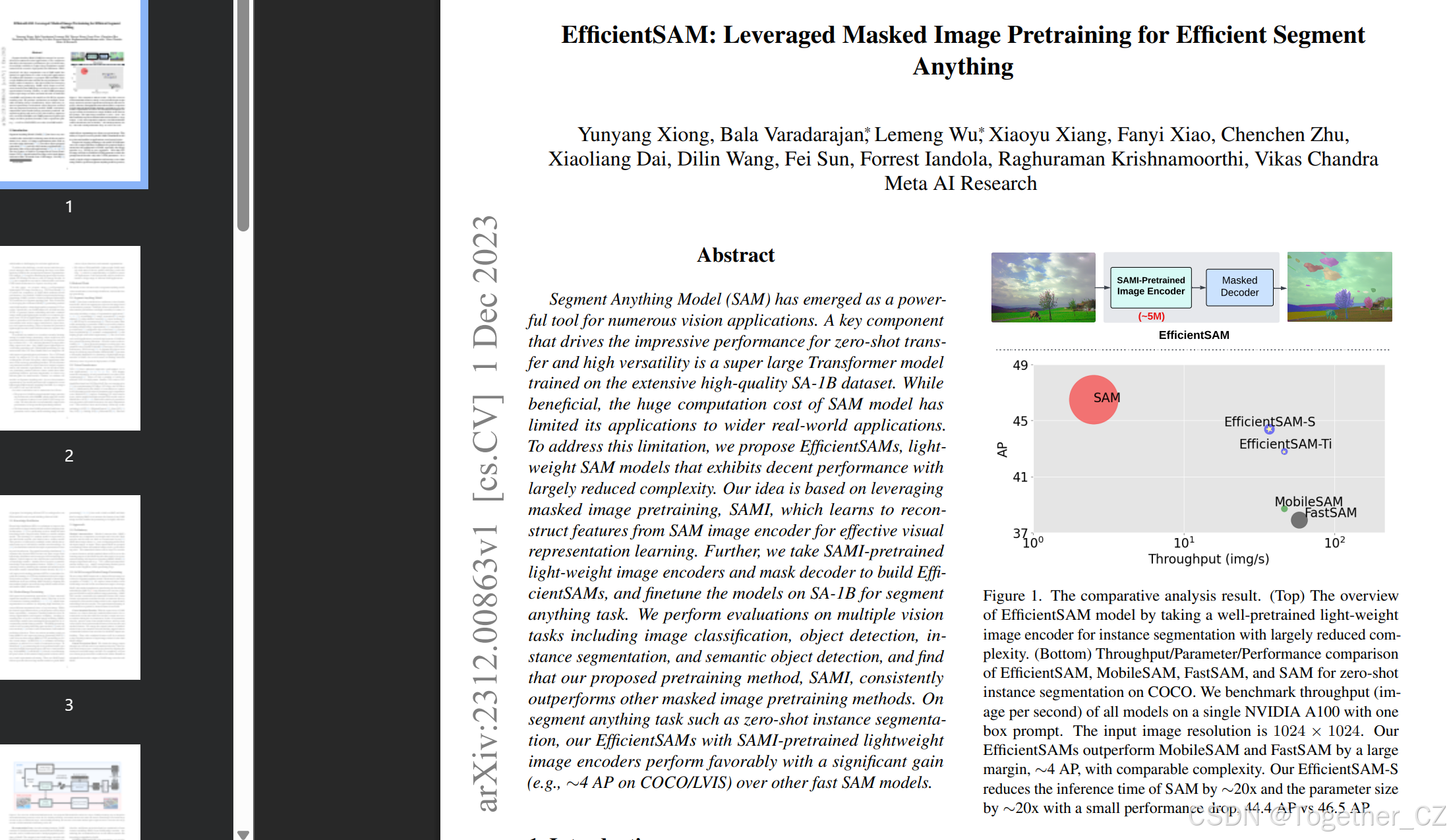 EfficientSAM: Leveraged Masked Image Pretraining for Efficient Segment Anything 利用掩码图像预训练实现高效的分割 ...