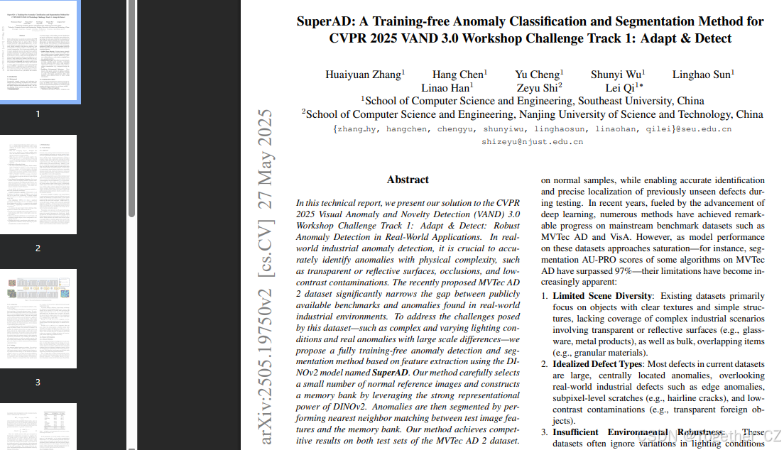 SuperAD: A Training-free Anomaly Classification and Segmentation Method for CVPR 2025 VAND 3.0 ...