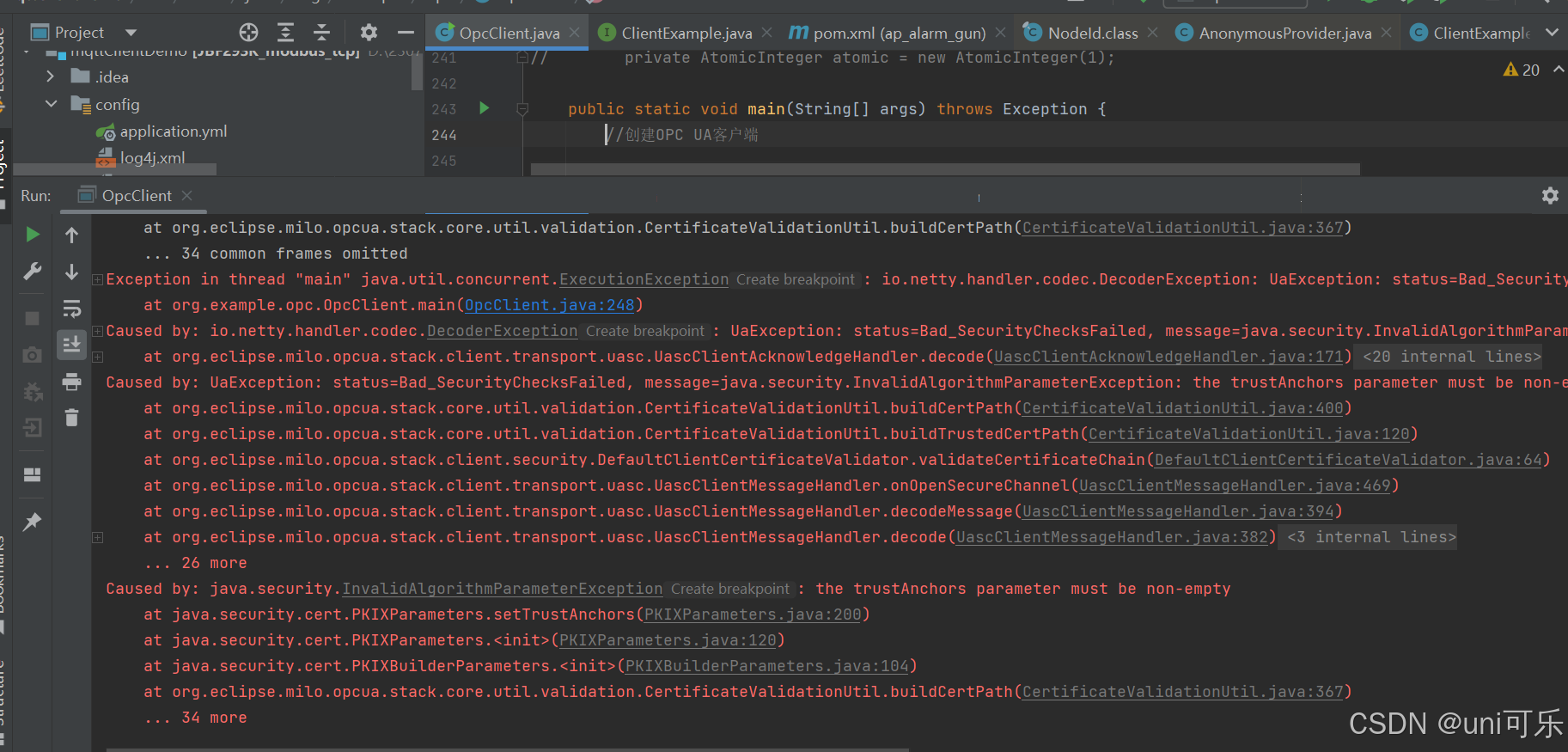 Java使用Milo实现OPC UA客户端及服务端，操作uaexpert工具测试（史上最详细讲解）_java opcua-CSDN博客