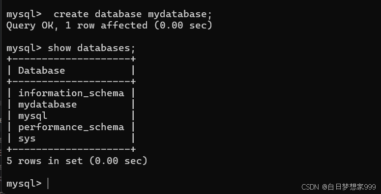 在终端创建MySQL数据库，使用 show database；不显示的一个解决方法_show databases没有任何数据库出现-CSDN博客