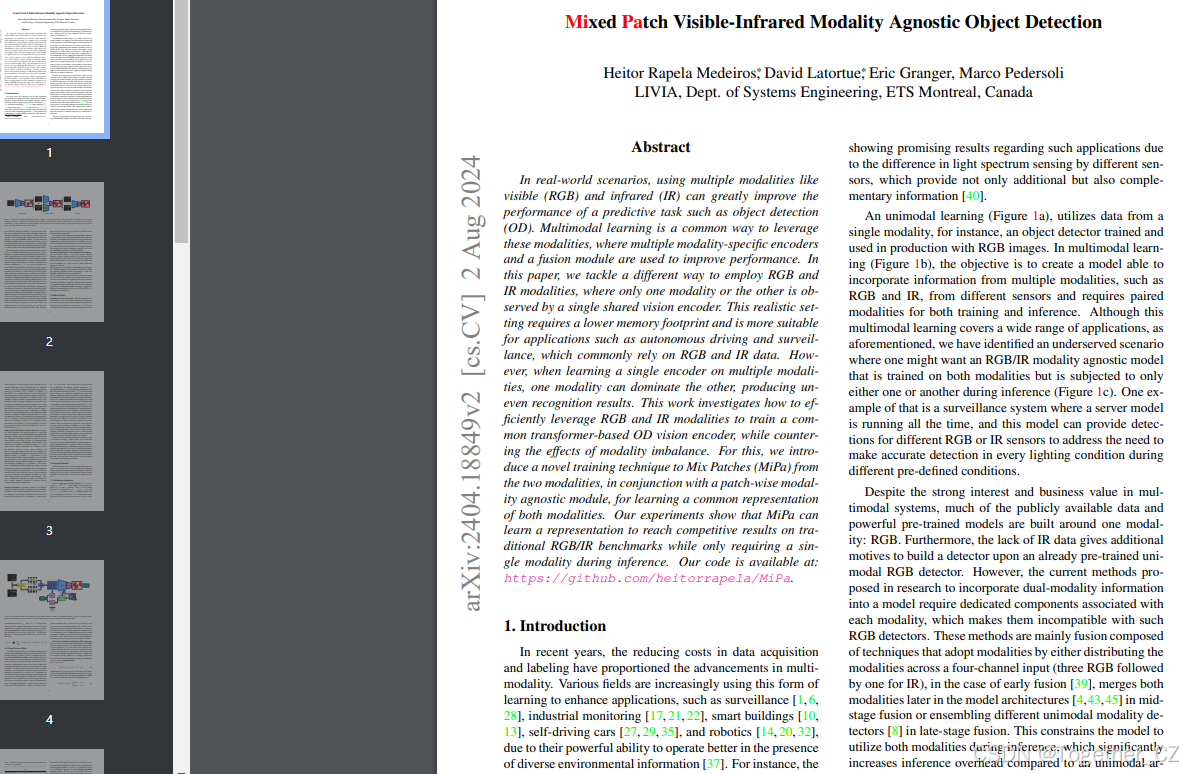 MiPa：Mixed Patch Visible-Infrared Modality Agnostic Object Detection——混合补丁可见光-红外模态无关的目标检测-CSDN博客