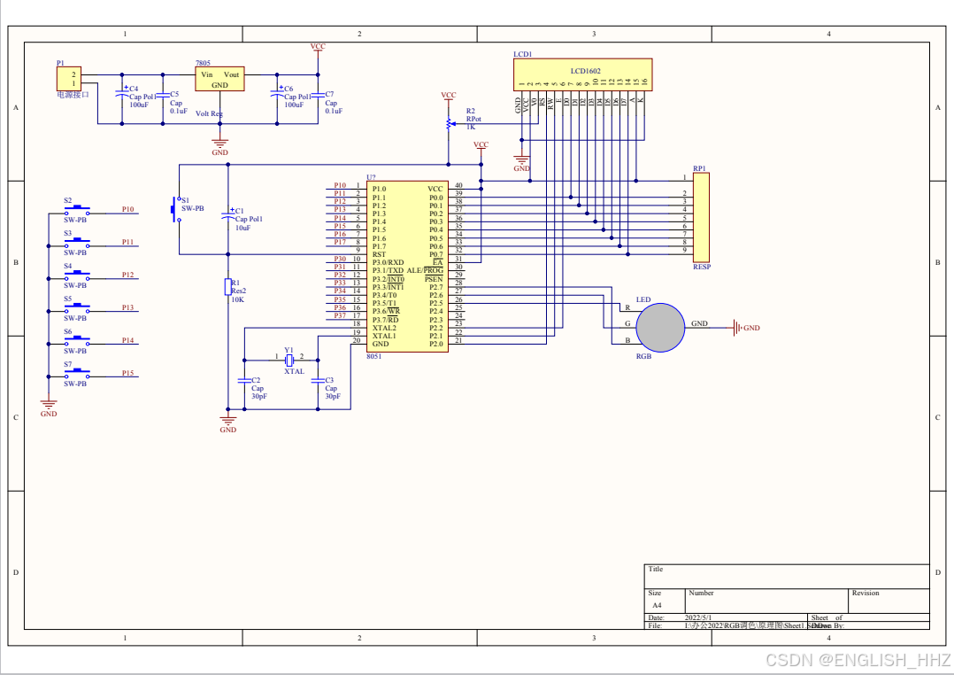 1822、基于51单片机的RGB调色（PWM）(proteus仿真+程序+原理图+流程图+元器件清单）-CSDN博客