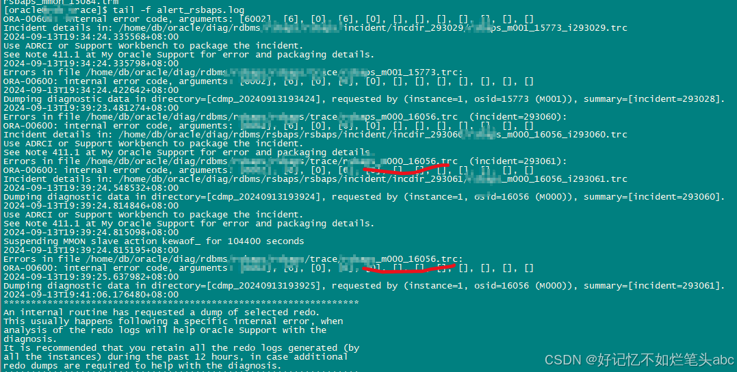 ORA-00600: internal error code, arguments: [6002], [6], 奇怪的ORA-08103 ...