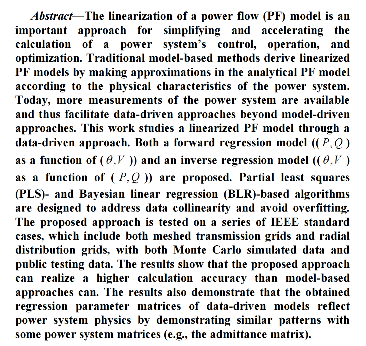 数据驱动的电力系统潮流线性化：回归方法【IEEE5节点】（Matlab代码实现）-CSDN博客