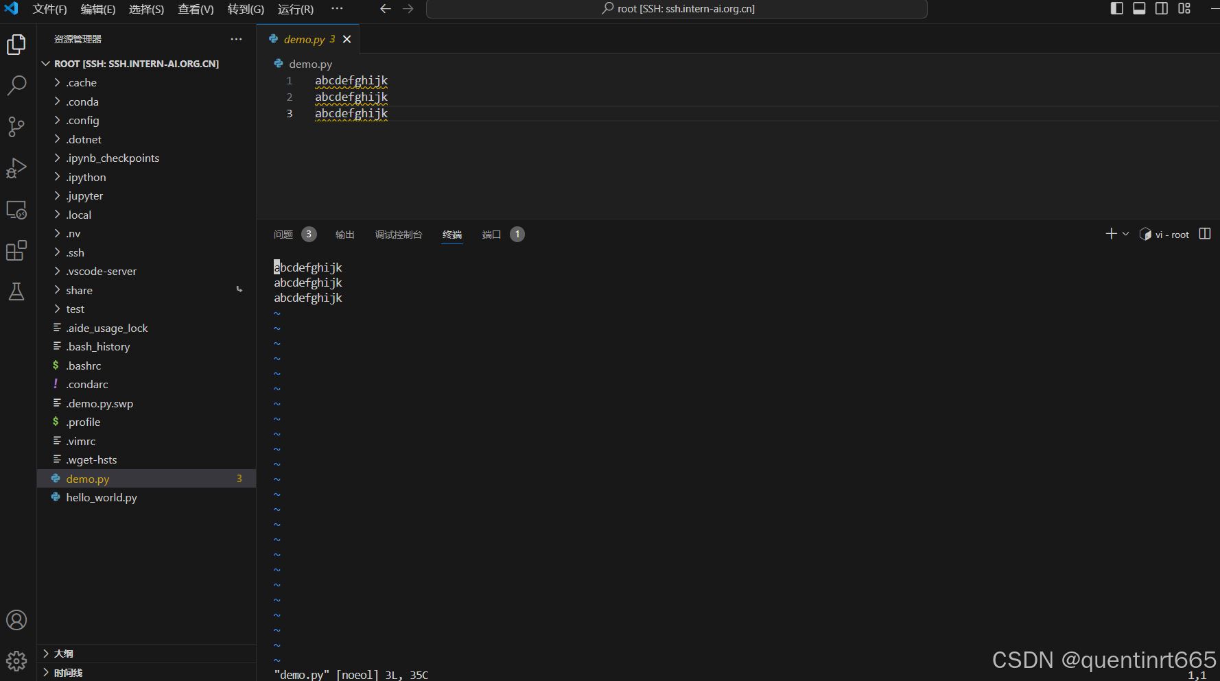 InternStudio 与 VSCode 配合完成SSH连接与端口映射并运行 hello_world.py_vscode ssh端口设置-CSDN博客