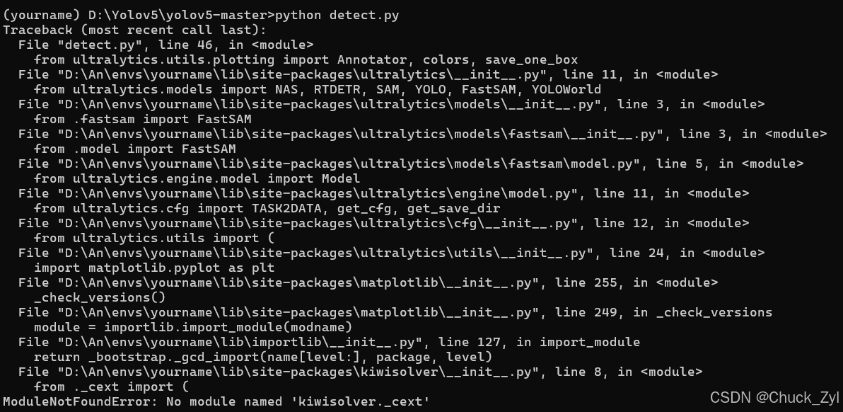 出现报错：ModuleNotFoundError: No module named ‘kiwisolver._cext‘_modulenotfounderror: no module ...