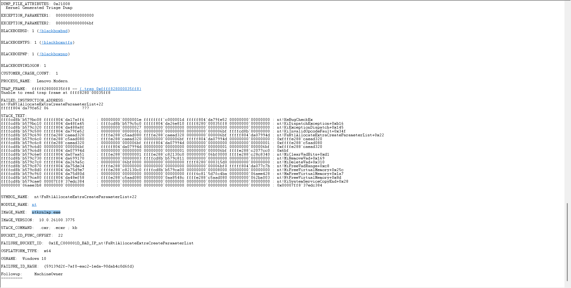 最新蓝屏（Lenovo.Modern. -- ntkrnlmp.exe）-CSDN博客
