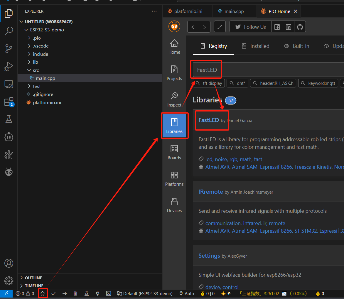 ESP32 开发入门（二）：基于PlatformIO平台使用 FastLED 控制 WS2812 LED_esp32 fastled-CSDN博客