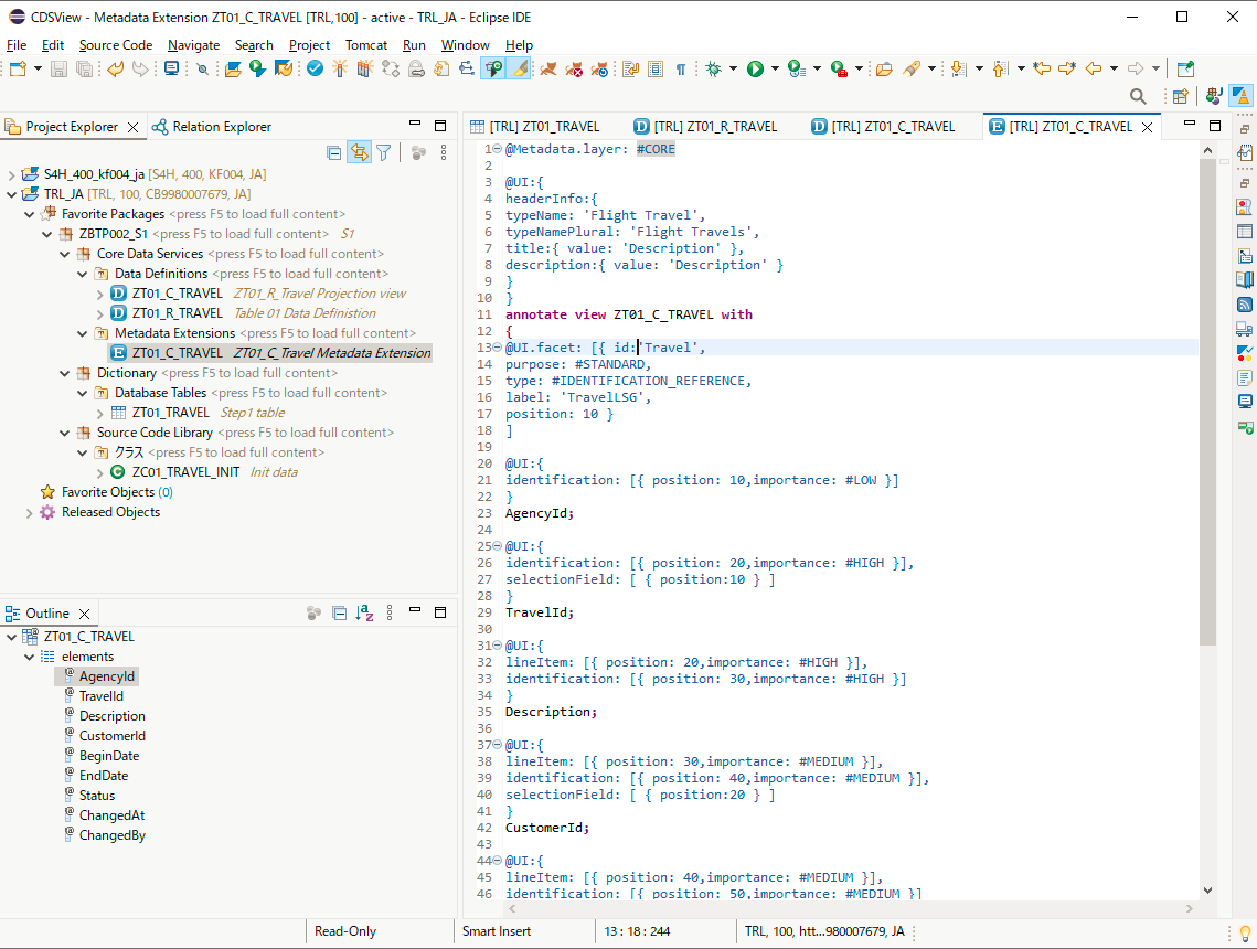 SAP学习笔记 - 开发37 - RAP开发流程的具体步骤， 建表，Data Model View，Projection View ...