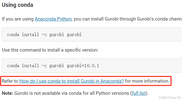 Anaconda虚拟环境中配置gurobi_anaconda配置gurobi-CSDN博客