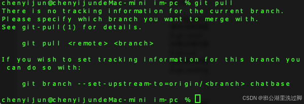 git pull报There is no tracking information for the current branch.Please specify which branch ...