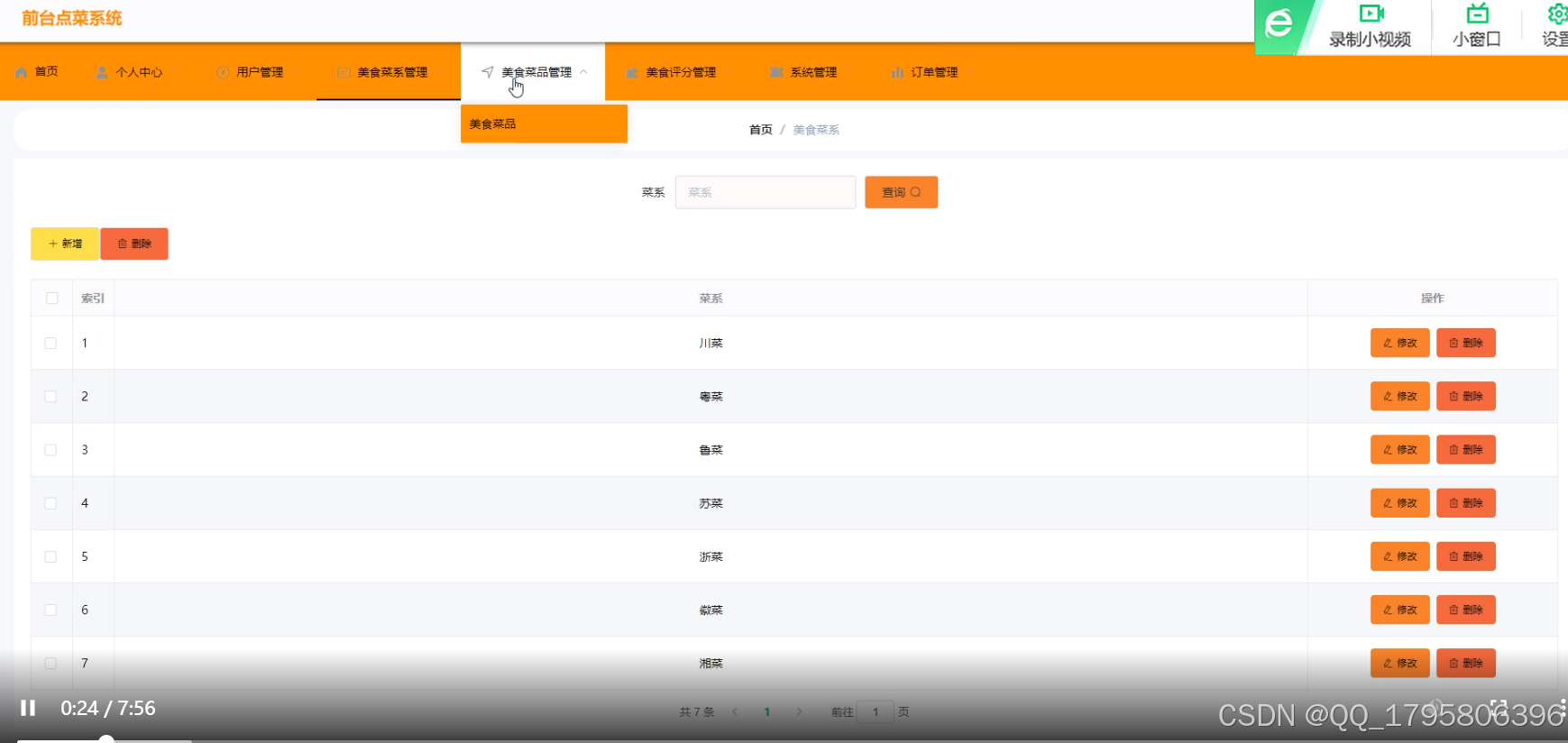 基于java+ssm+vue前台美食点菜订餐系统vue（源码+数据库+lw+PPT+讲解视频）-CSDN博客