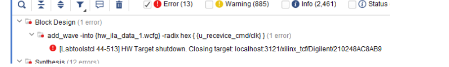 [Labtoolstcl 44-513] HW Target shutdown. Closing target: localhost:3121/xilinx_tcf/Digilent ...