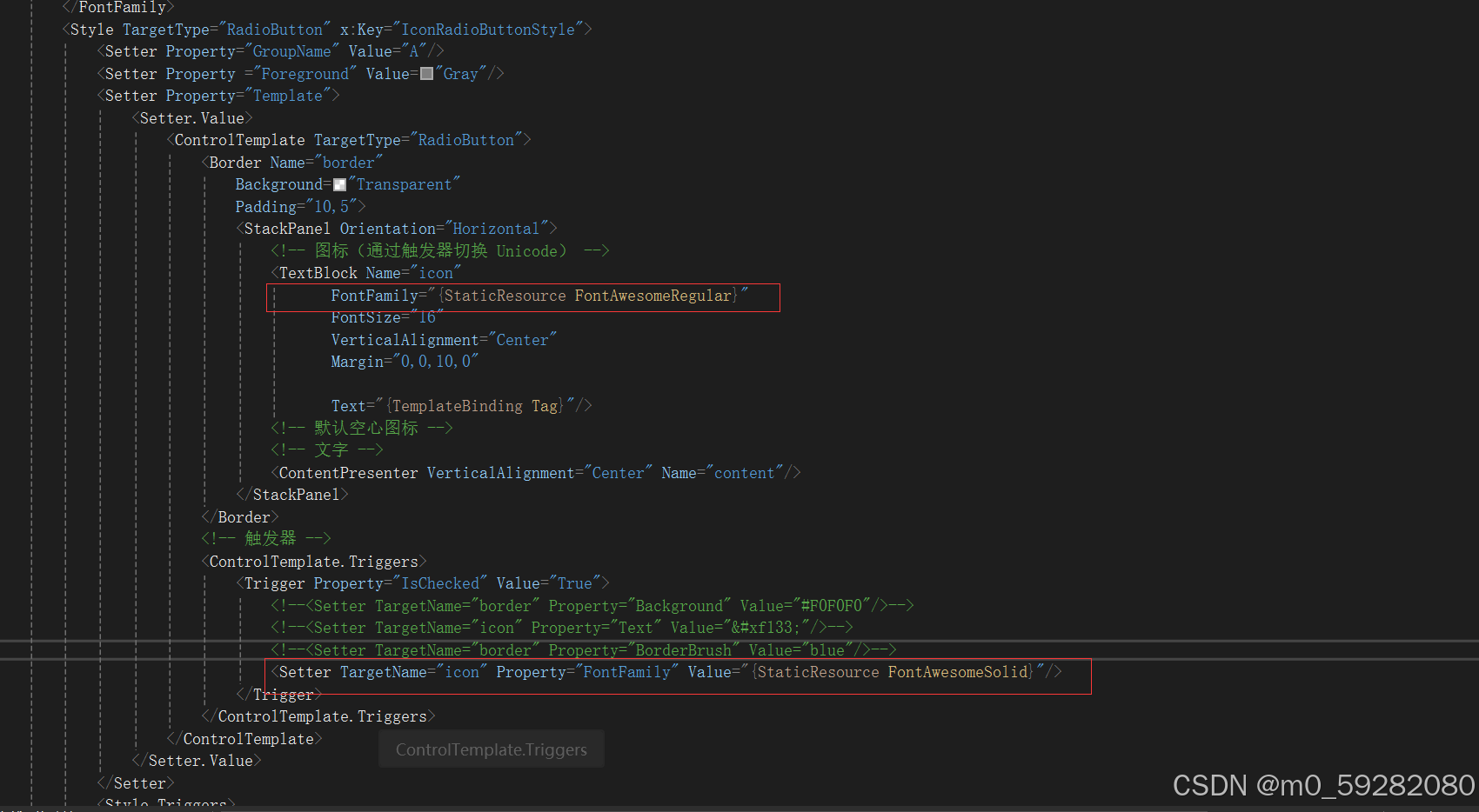 wpf中，利用Font Awesome、 Segoe MDL2 Assets 字体图库重写RadioButton模板_font-awesome-wpf-CSDN博客